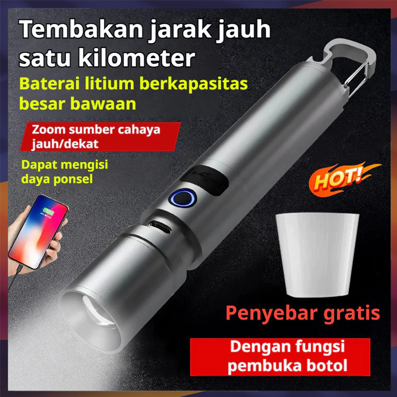 Jual Senter Laser Zoom Multifungsi yang Dapat Ditarik 1800mah/Senter ...