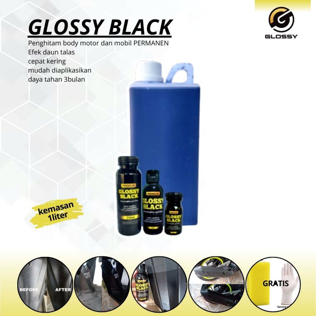 Jual GLOSSY BLACK Premium 1Liter, Penghitam body motor, Trim Restorer ...
