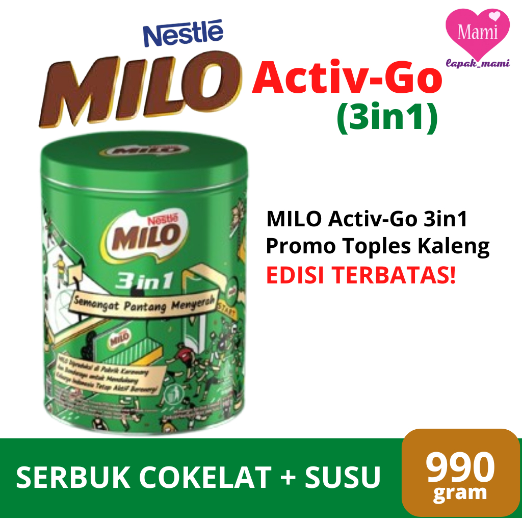 Jual MILO ACTIV-GO 3in1 Promo Toples Kaleng 990g Minuman Serbuk Coklat ...