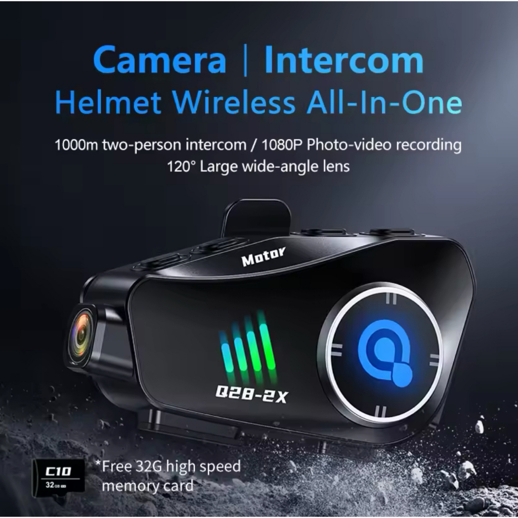 Jual Intercom Camera Recorder 1080P Bluetooth Headset Helm Interkom Q28 ...