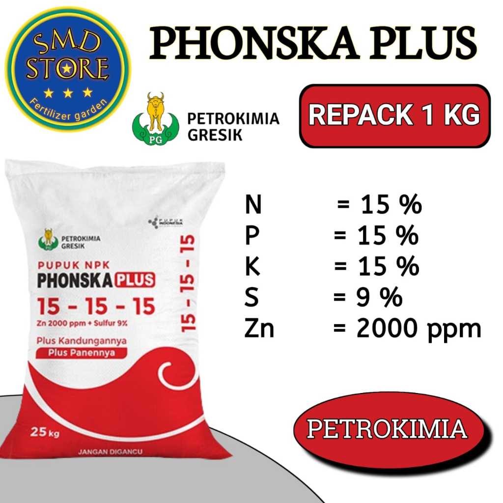 Jual Pupuk NPK Phonska Plus 15 15 15 kemasan repack 1 kg termurah ...