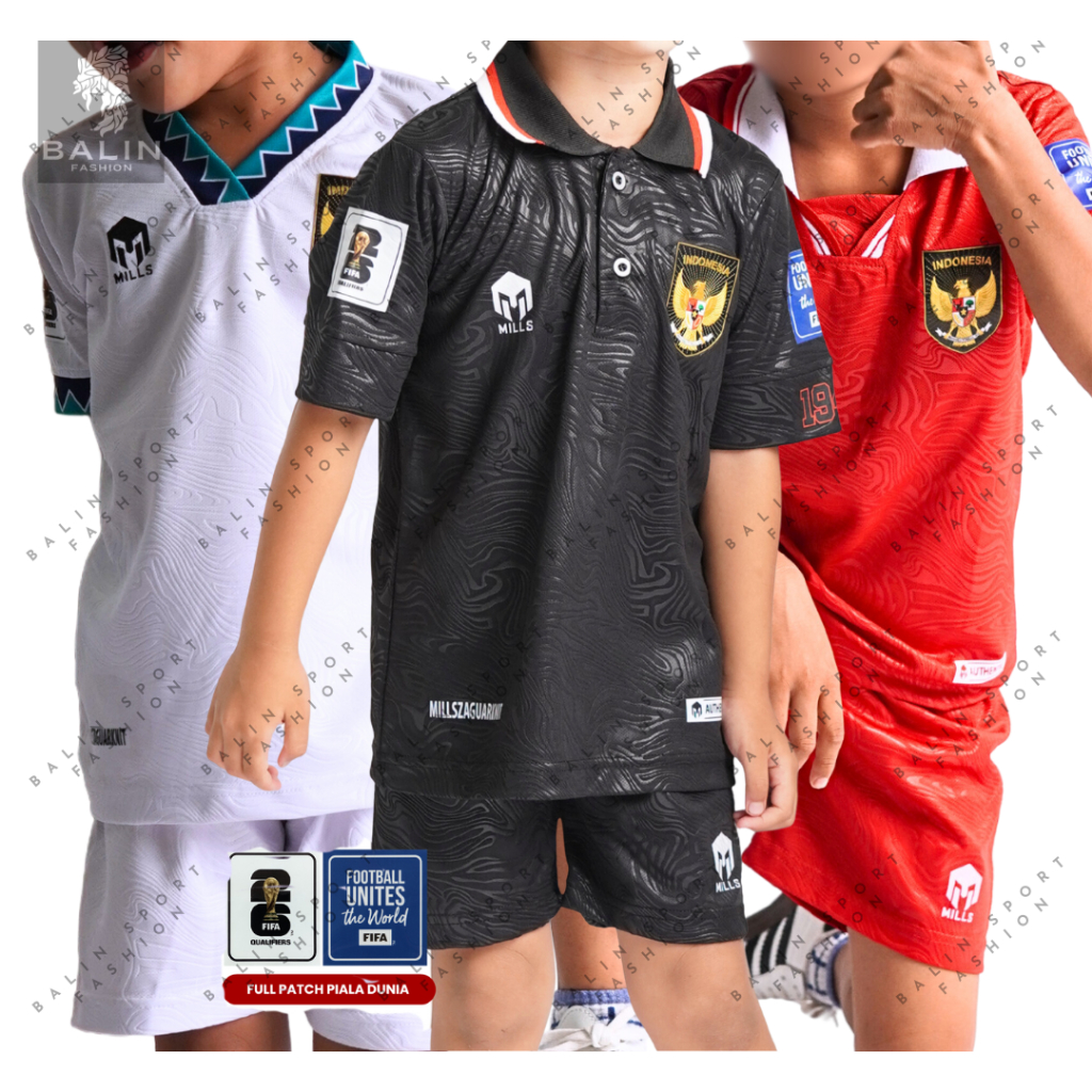 Jual Jersey Anak Jersey Stelan Timnas Mills 2023 Bahan embos Bermotif ...