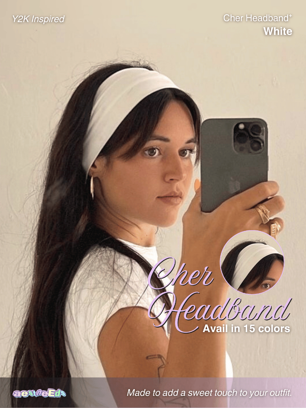 Jual Y2K HEADBAND CHERᐩ White and Black AESTNEEDS Bandana Putih Bando ...