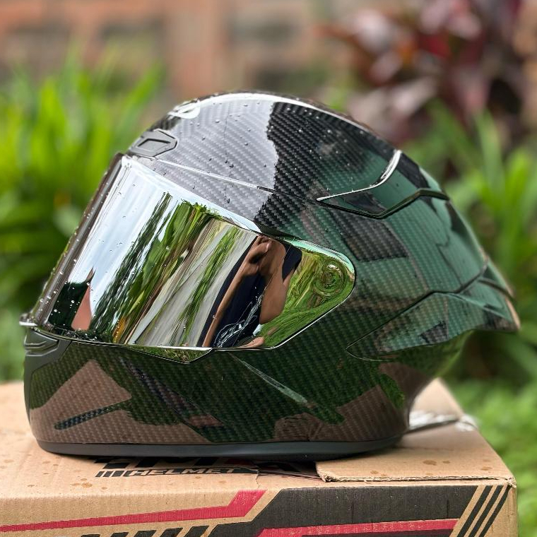 Jual Helm Full Face Mla Motif Carbon Terbaru Visor Silver-Helm Full ...