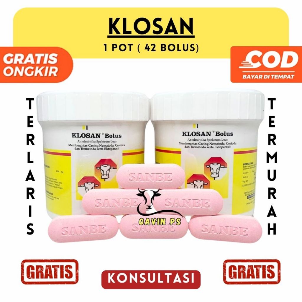 Jual KLOSAN BOLUS POT (ISI 42 Bolus) - SANBE Obat Cacing Spektrum Luas ...