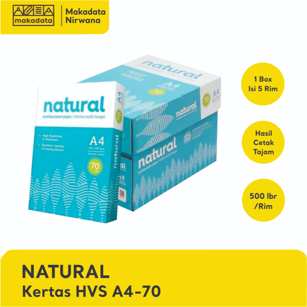 Jual NATURAL KERTAS HVS/PRINT/FOTO COPY A4-70 (1 BOX) | Shopee Indonesia