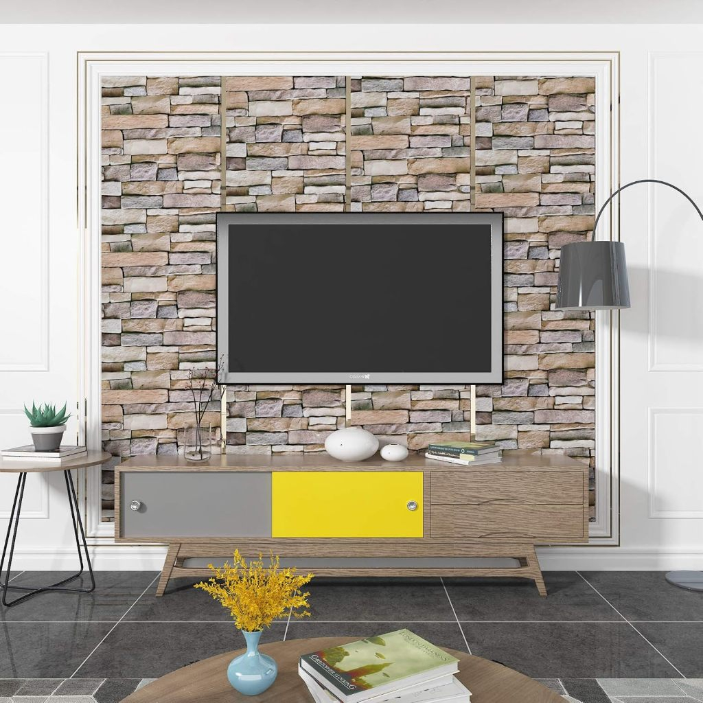 Jual Wallpaper Dinding Stiker Batu Alam Coklat 8m Lebar 45cm | Shopee ...