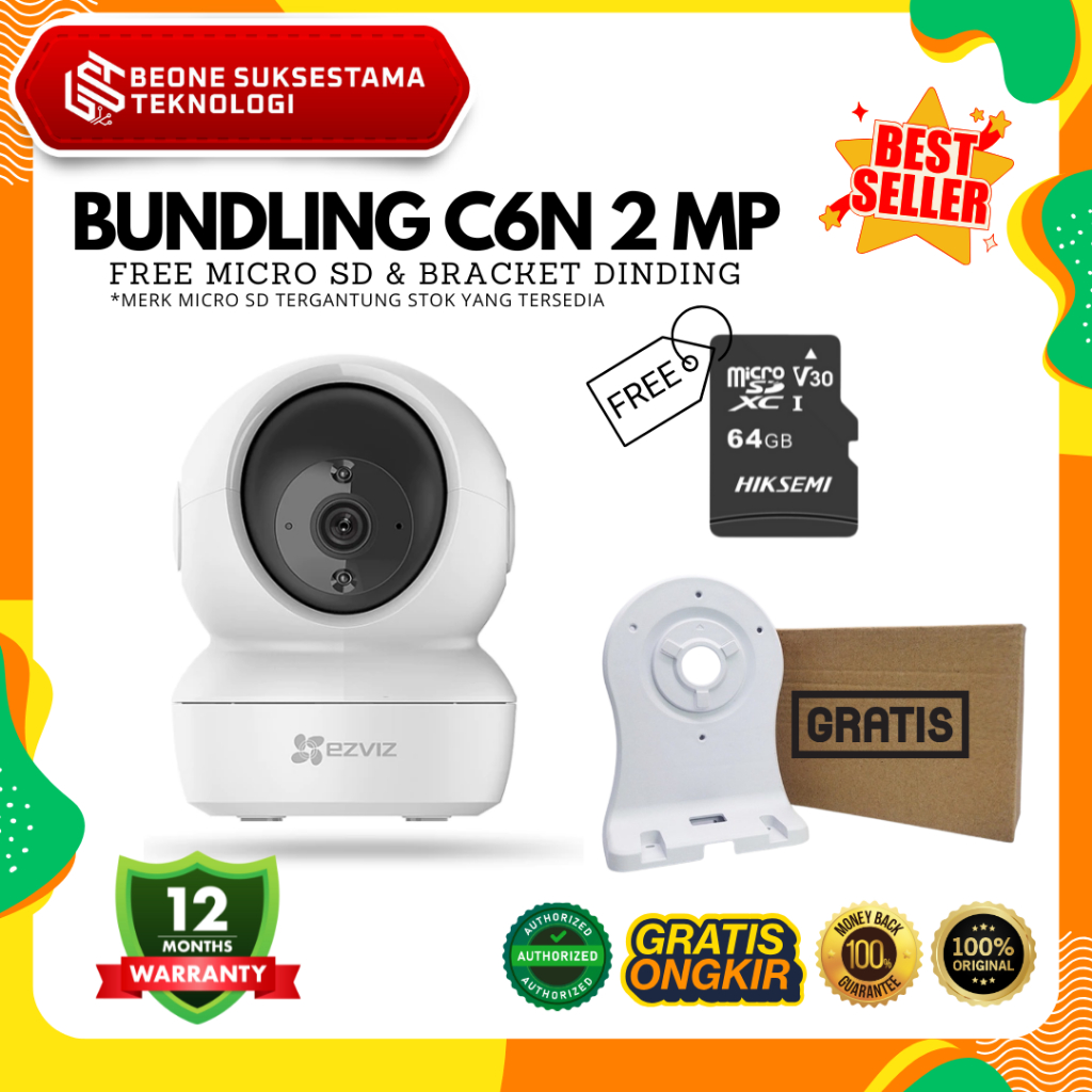 Jual Ezviz C6N 2MP + Bracket + Memori Smart Wifi Pan Tilt IP Camera ...