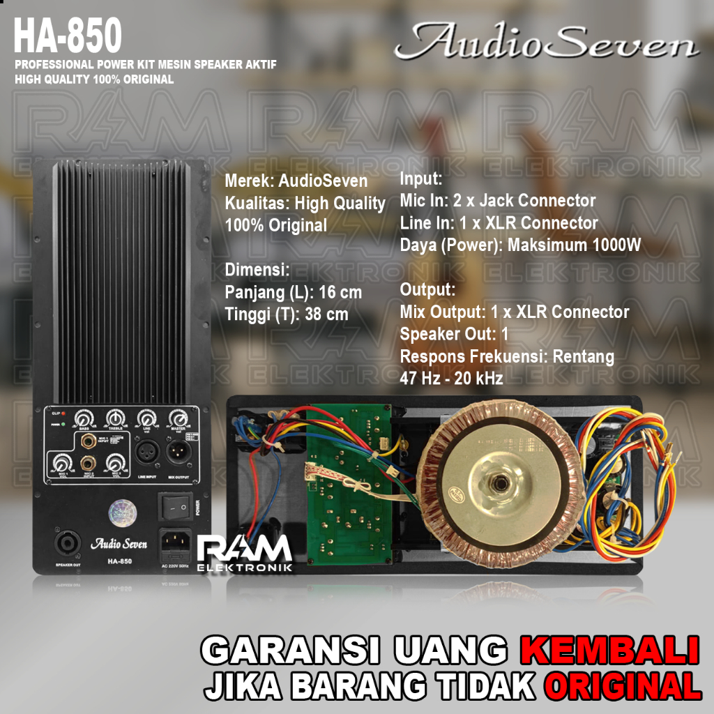 Jual Mesin Kit Speaker Aktif AUDIO SEVEN HA850 | HA 850 Original Ukuran ...