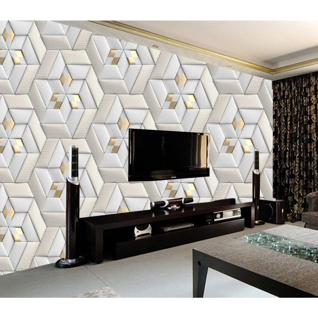 Jual Wallpaper WallSticker Dinding Motif Hexagonal 3D Putih Ukuran ...