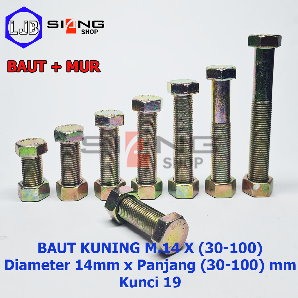 Jual Baut Kuning M14 panjang 30 sd 100mm | Shopee Indonesia