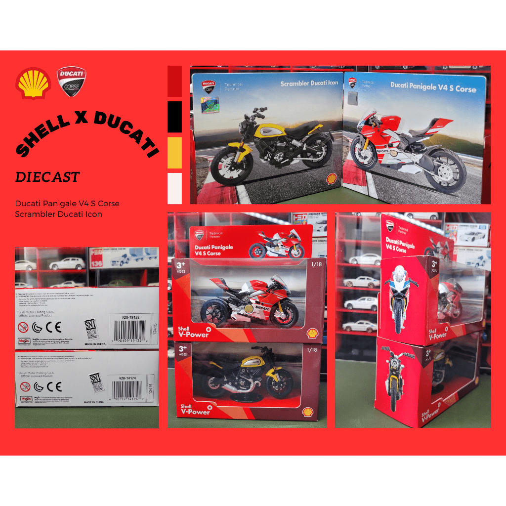 Jual Diecast Shell Motor Ducati Panigale V4 S Corse dan Scrambler ...