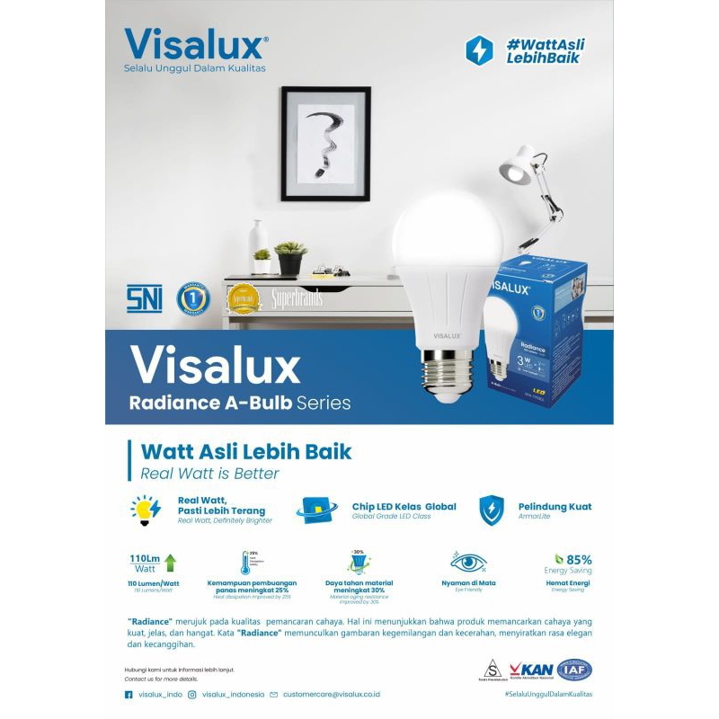 Jual Lampu LED Visalux Radiance A-Bulb Series 3, 5, 7, 9, 11, 13, 15, 18, 25 Watt | Shopee Indonesia
