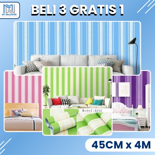 Jual PAKET PROMO Wallpaper Stiker Ruang Tamu Minimalis Wallpaper Dinding Kamar Tidur Motif Salur ...