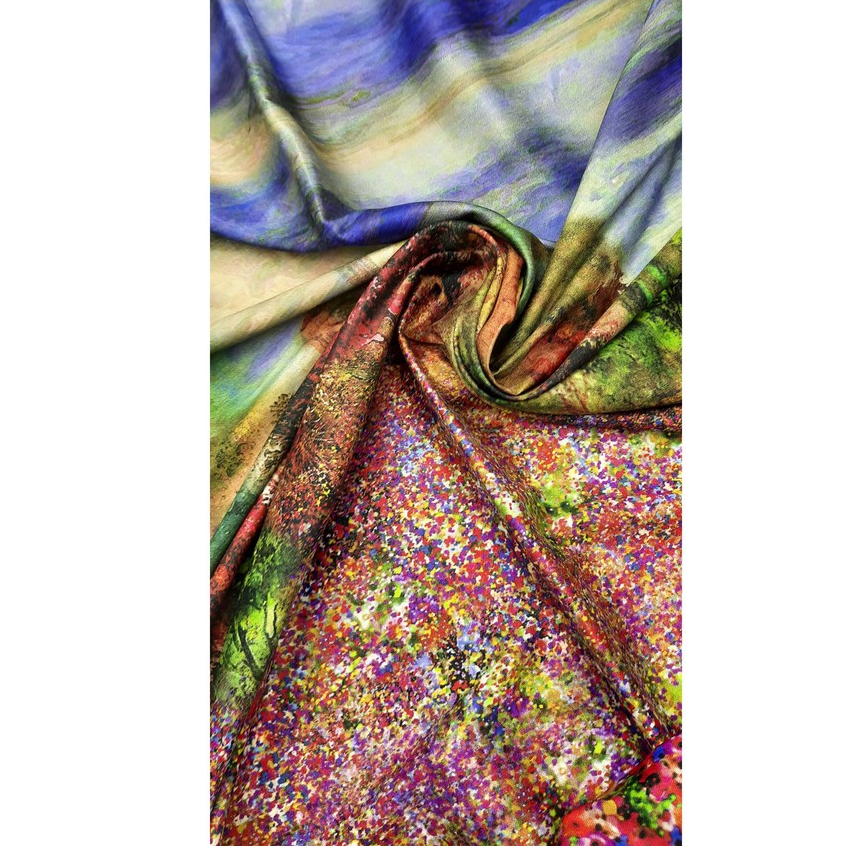 Jual Kain Linen Motif Fancy Lukis Langit Dan Bunga (1M) | Shopee Indonesia