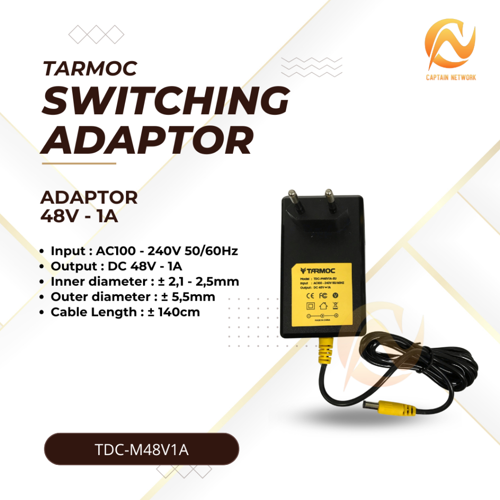 Jual Tarmoc TDC-M48V1A | Switching Adaptor 48V 1A | 48 Volt 1 Ampere ...