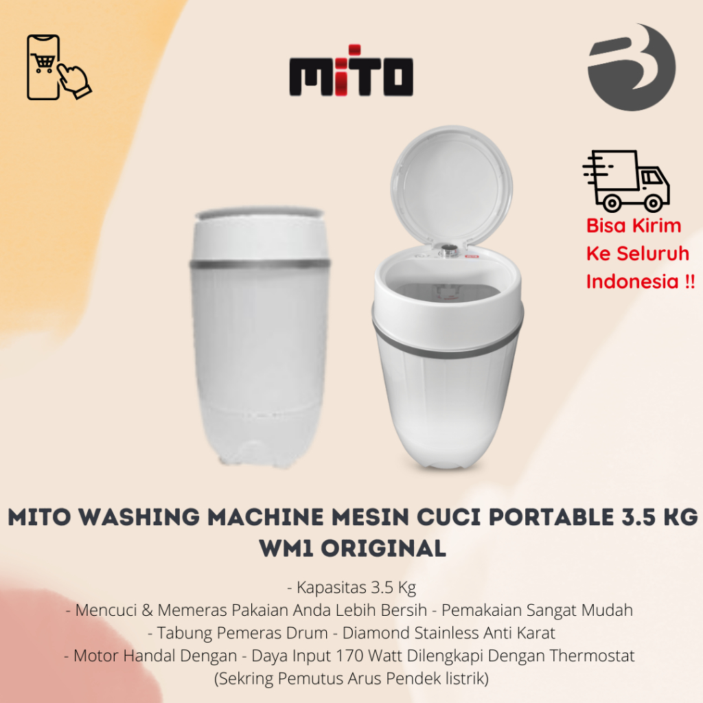 Jual MITO Washing Machine Mesin Cuci Portable 3.5 Kg WM1 Original ...