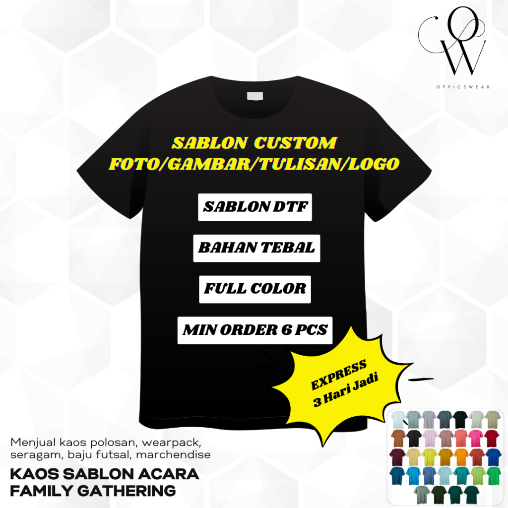 Jual SABLON BAJU KAOS CUSTOM LUSINAN MIN 6 PCS COTTON COMBED 24S BEBAS DESAIN FULL WARNA SABLON ...