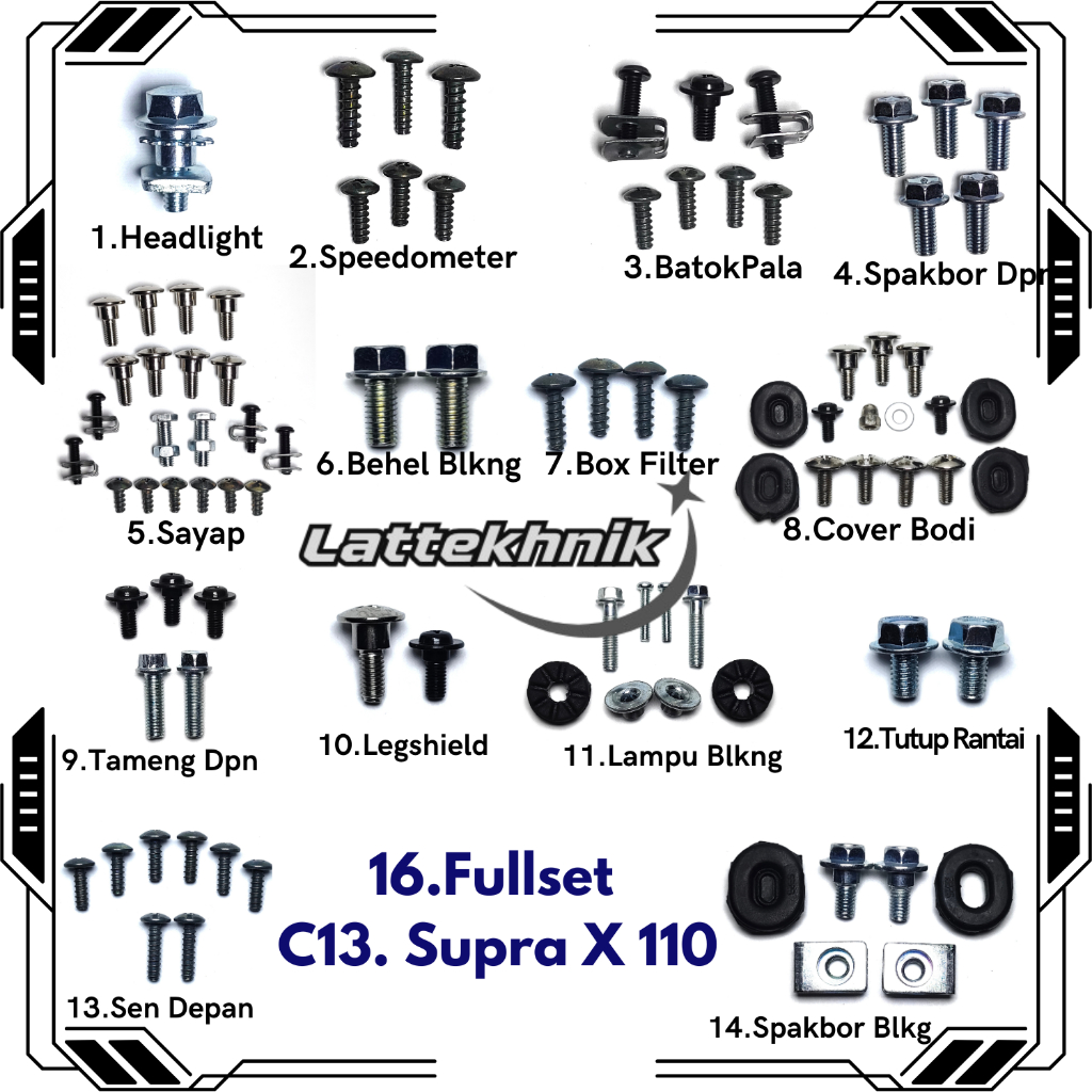 Jual C13. Baut Honda Supra X 110 Full Body / Baud Supra X 110 Full Set ...