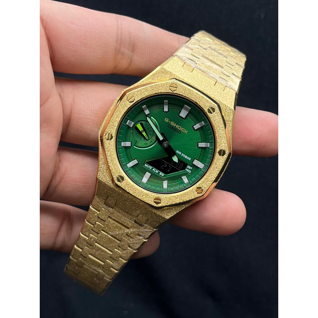 Jual Casio G-Shock GA-2100 Mod Original Green Frosted Gold Steel ...