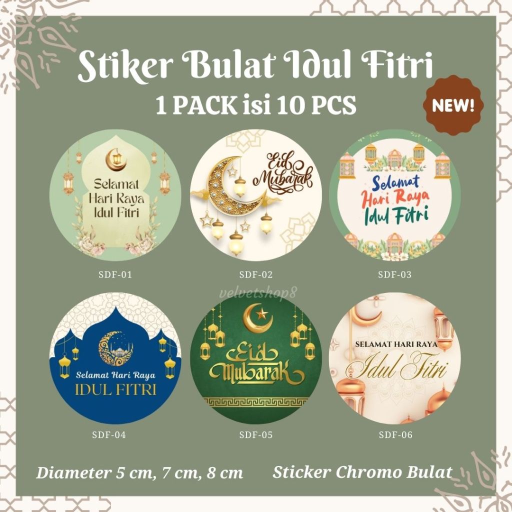 Jual [10 pcs] Sticker Idul Fitri Hampers Lebaran / Stiker Toples Kue ...