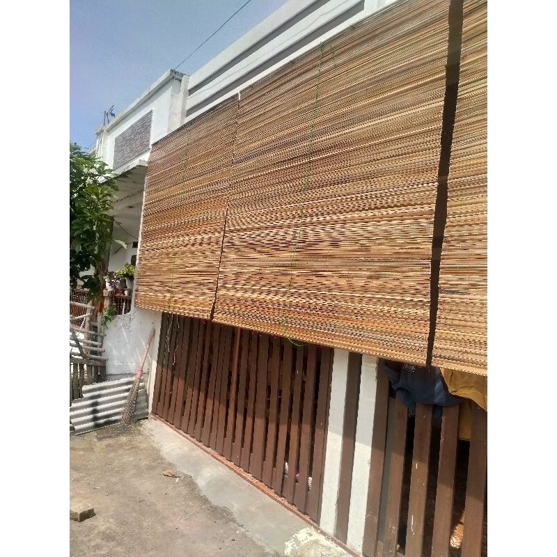 Jual tirai krey bambu gulung + tali dan ring | Shopee Indonesia