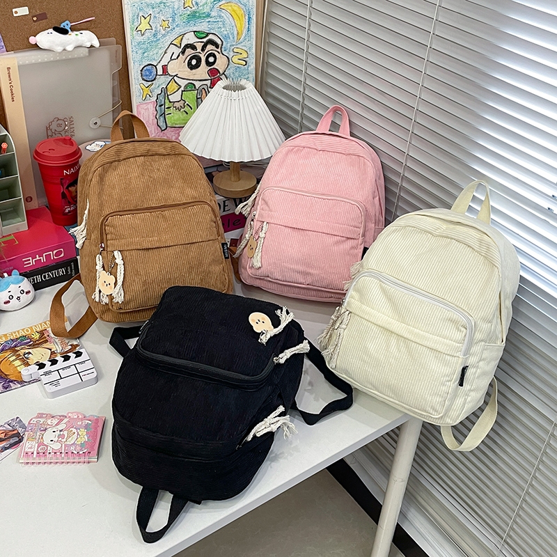 Jual Mismi Tenley Bag Tas Ransel Wanita Korduroi Korean Style Medium Backpack Perempuan Trendy ...