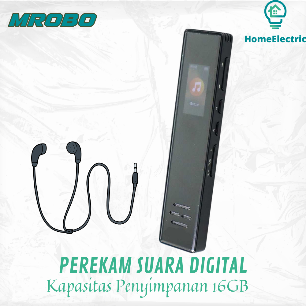 Jual HomeElectric Perekam Suara Audio Digital Voice Recorder 1536K 16GB ...