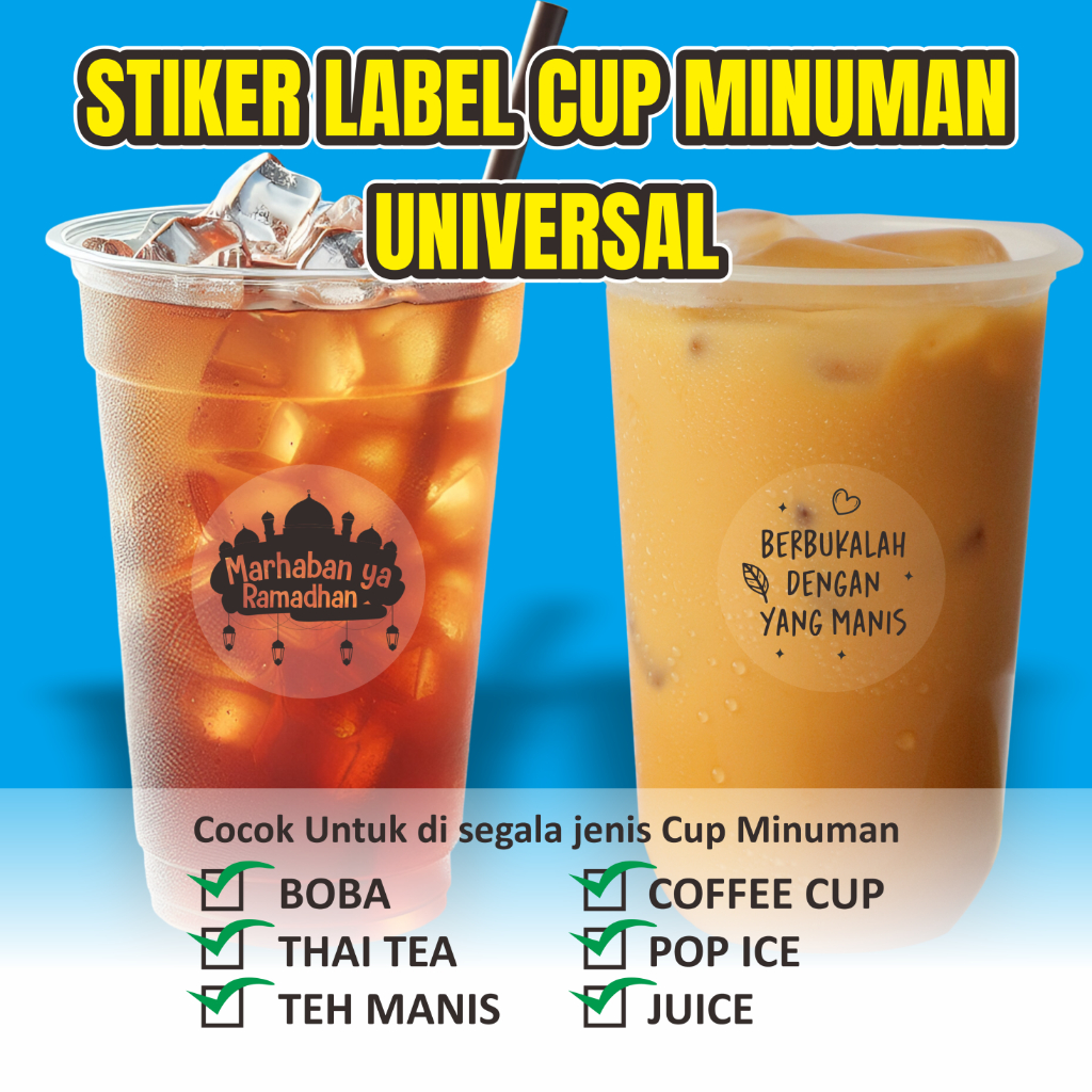 Jual Stiker Cup Minuman Universal Transparant isi 50 pcs | Shopee Indonesia