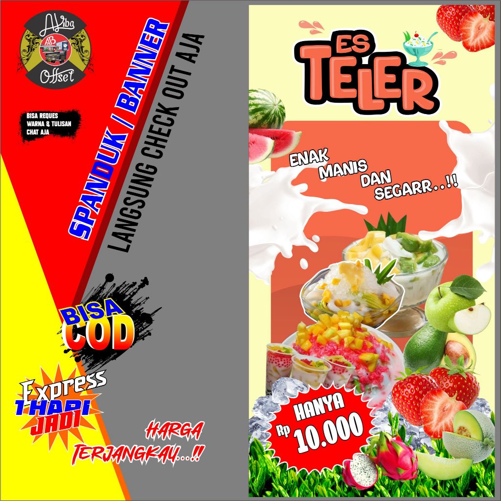 Jual SPANDUK BANNER ES TELER BUAH SEGAR 60120 | Shopee Indonesia