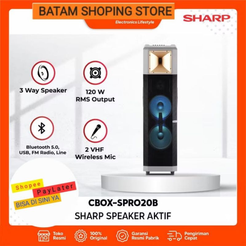 Jual SPEAKER AKTIF SHARP CBOX-SPRO20B 3 WAY SPEAKER 120W RMS POWER ...