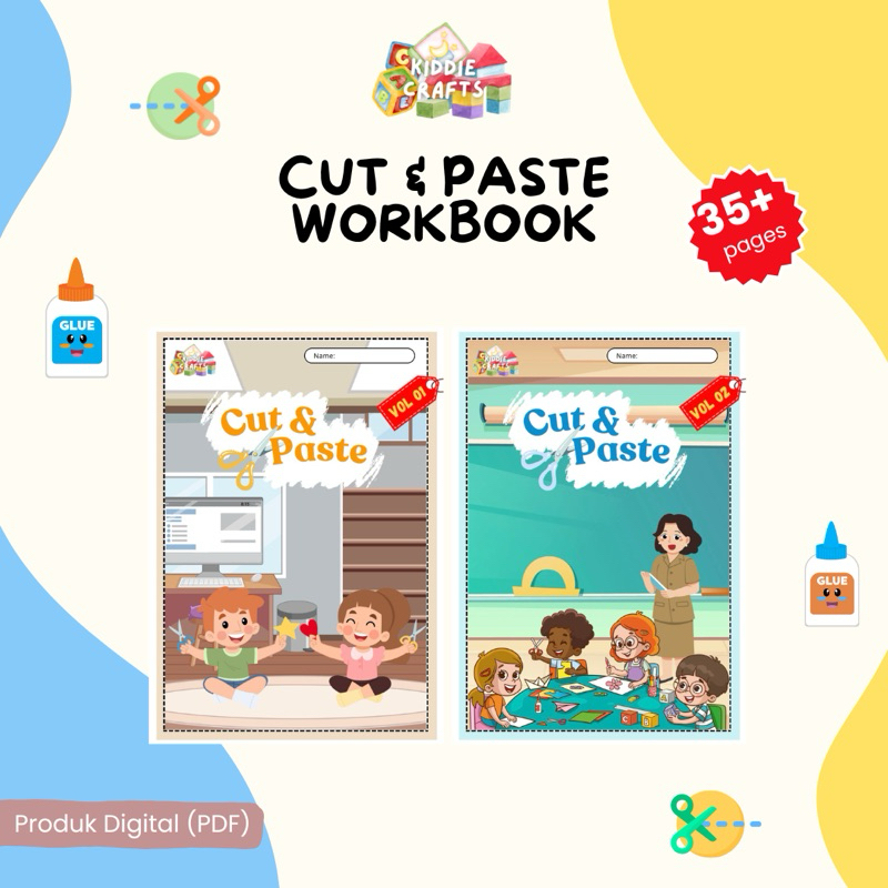 Jual Cut & Paste Workbook PDF/Printable - Aktivitas menggunting dan ...