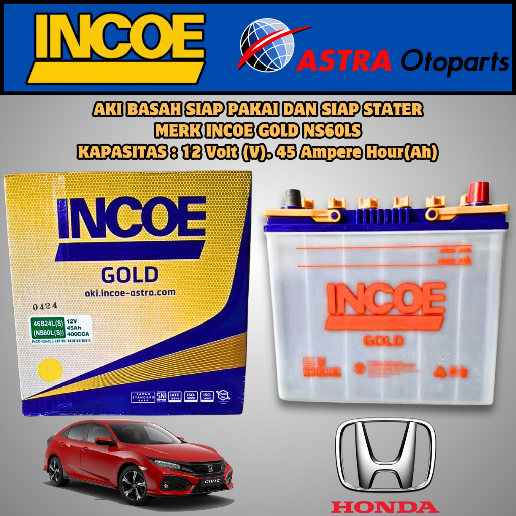 Jual AKI MOBIL Honda CIVIC , CIVIC TURBO , New Accord, CRV , Odissey, New Stream, HRV NS60LS ...