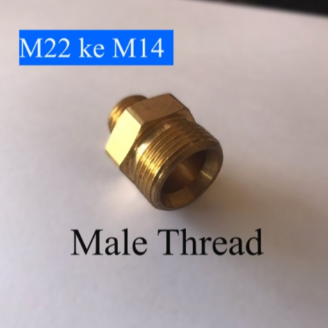 Jual Adapter sambungan reducer Konektor 22mm ke 14mm drat luar M22 to ...