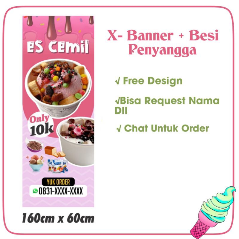 Jual X BANNER ES CEMIL + BESI PENYANGGA | Shopee Indonesia