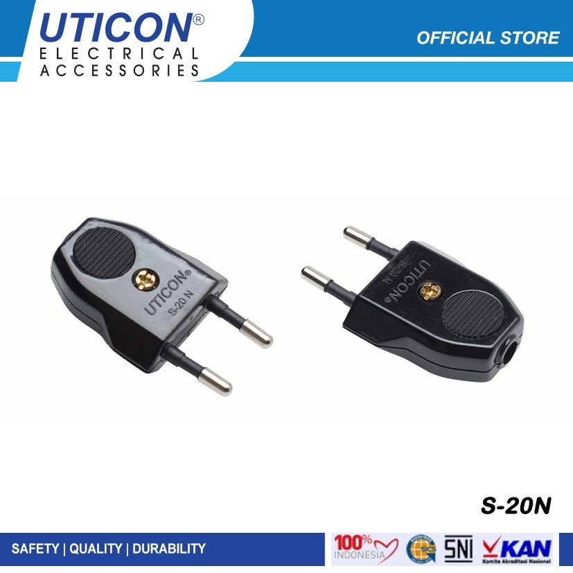 Jual UTICON Steker Pin Kuningan Colokan Hitam 1 Pcs S-20N | Shopee ...