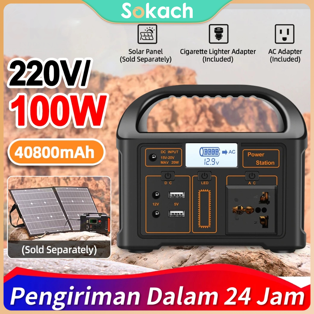 Jual Power Supply Station Solar Generator AC/DC/USB/TYPE-C 100W 220V ...