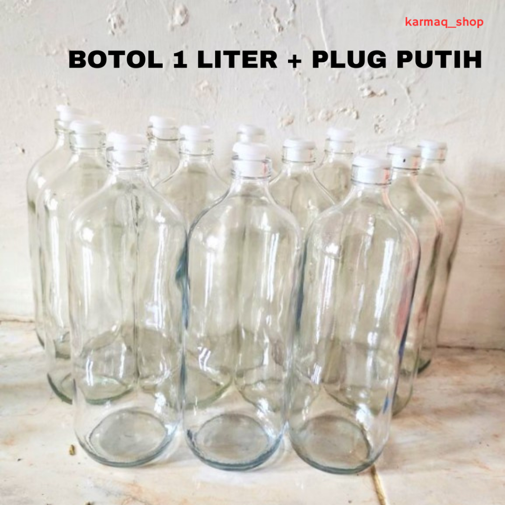 Jual BOTOL BENSIN 1 LITER / Botol Kaca / Botol Jamu / Botol Bening ...