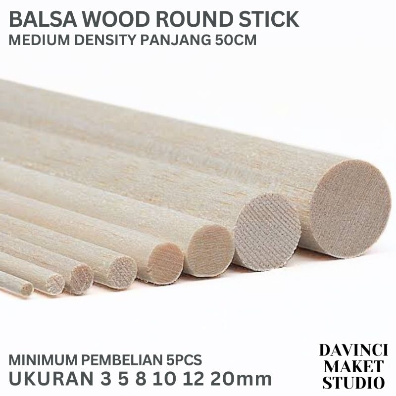 Jual Balsa Wood Round Stick - Stik Kayu Balsa Bulat Lingkaran Dowel ...