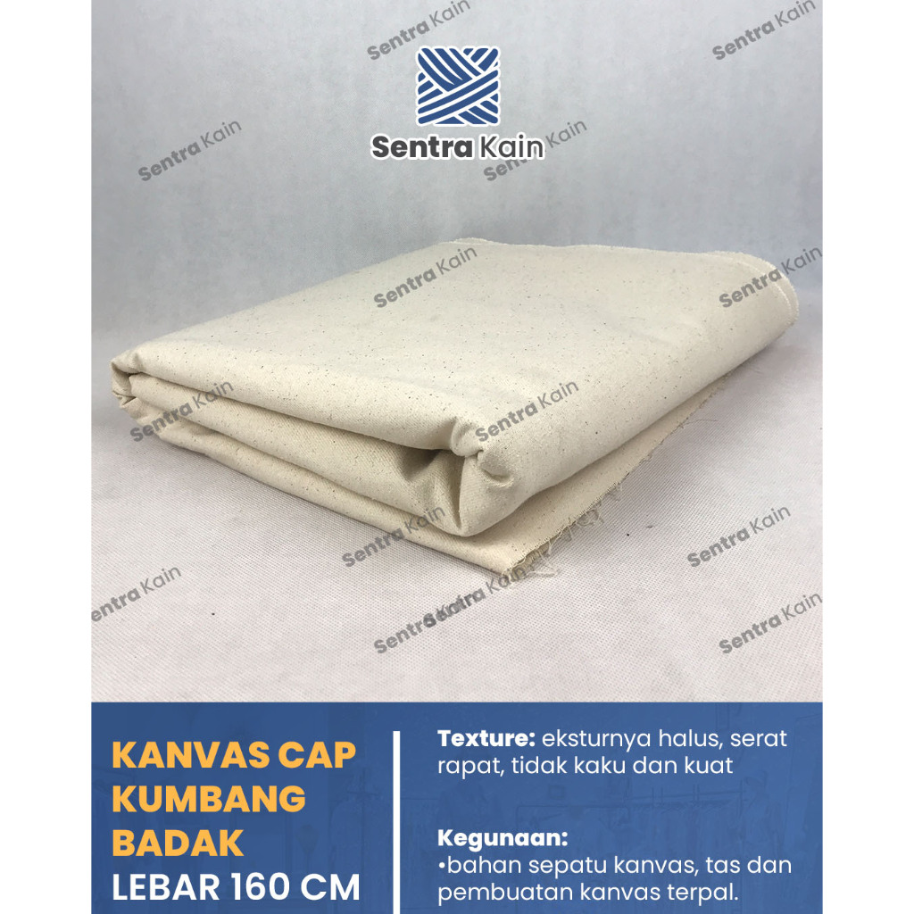 Jual Kain Canvas Cotton Natural Twill 14oz Kumbang Badak (Harga per 1/2 ...