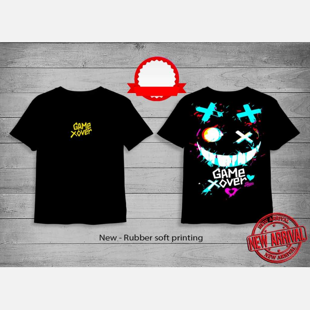 Jual baju kaos cowo " Emot senyum Jahat Game Over " | Shopee Indonesia
