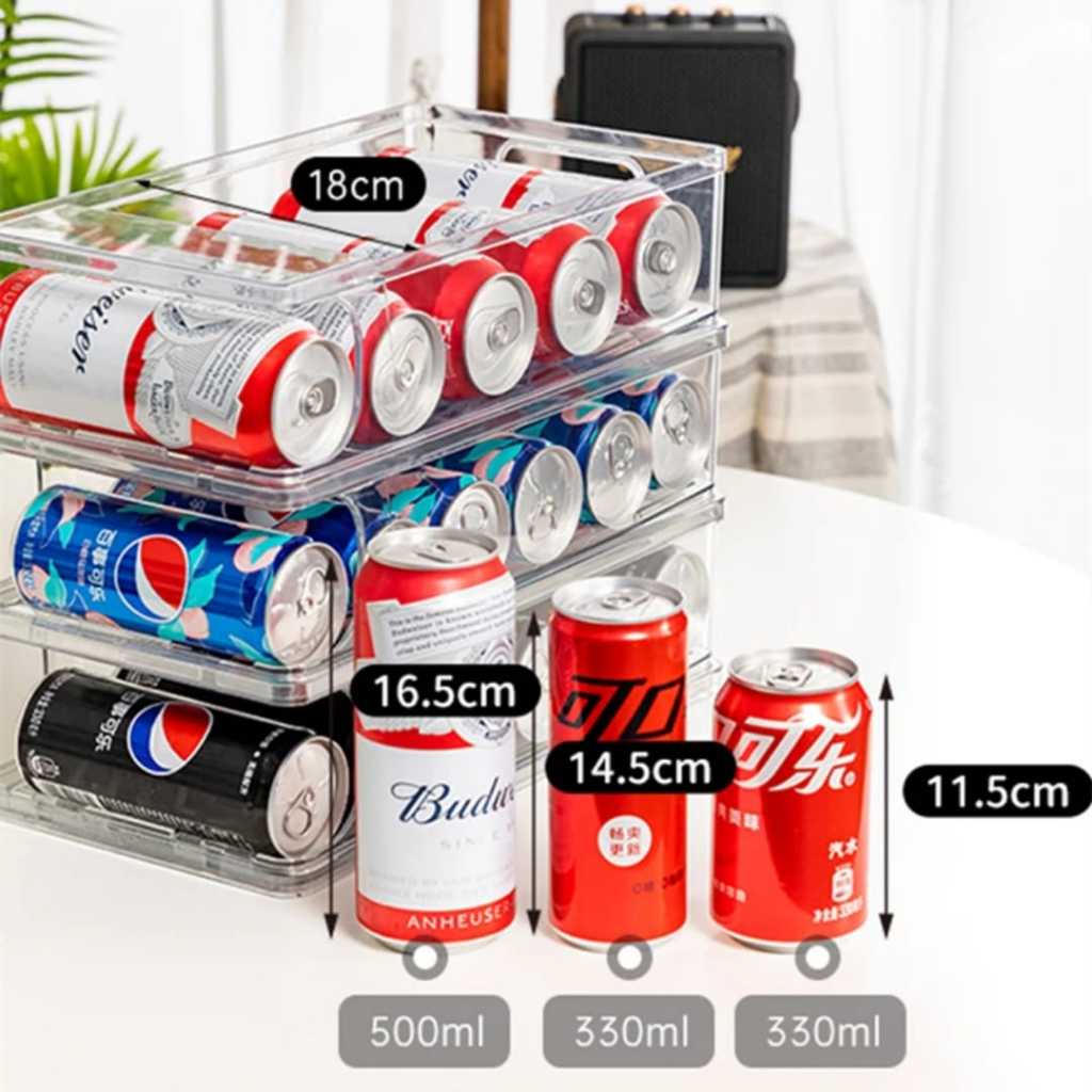 Jual Rak Minuman Kaleng Transparan Storage Minuman Kaleng Sliding ...