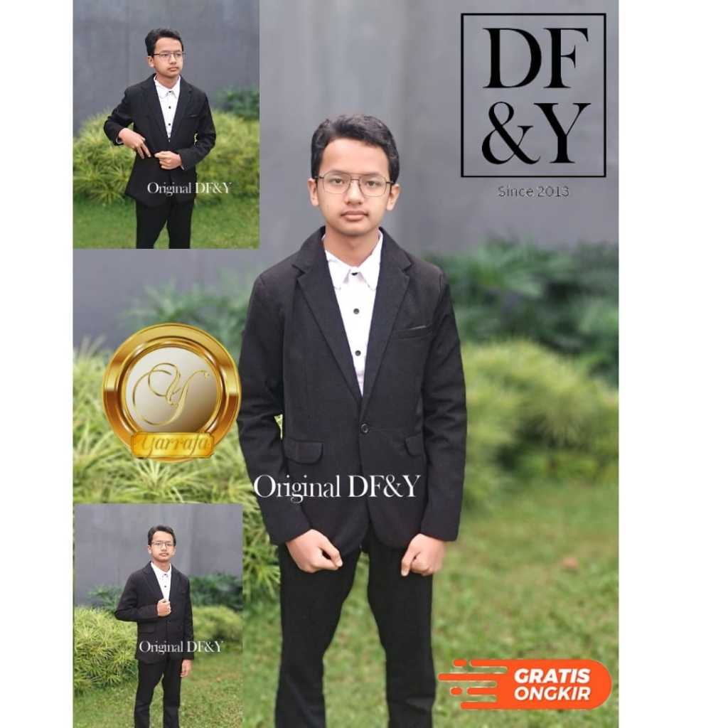 Jual YARRAFA Jas Blazer Pria Slim Fit Anak Hitam Polos Blezer Casual Formal Pengantin Almamater ...