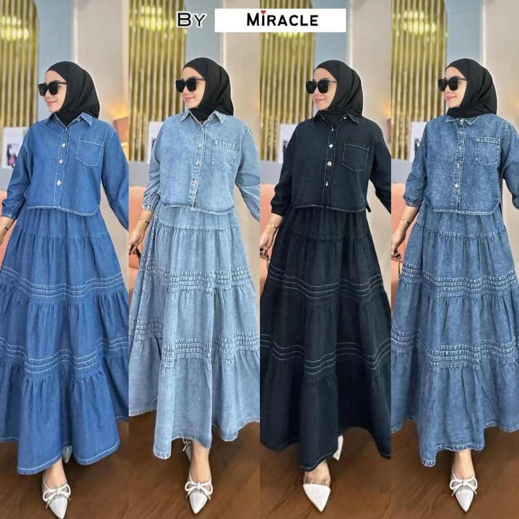 Jual GEAA SET ATASAN&ROK PANJANG BAHAN JEANS DENIM PREMIUM | Shopee ...