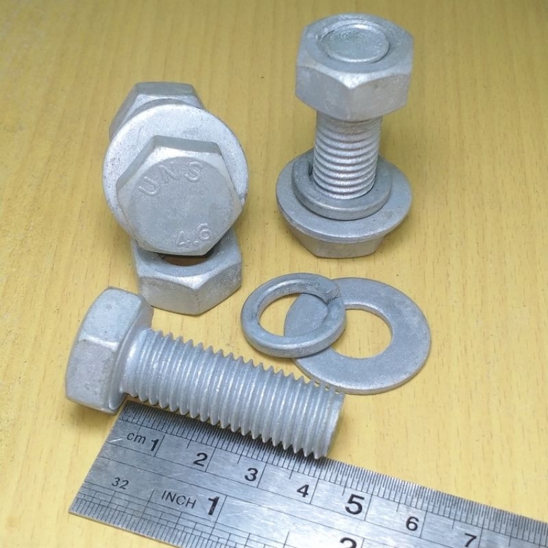 Jual baut mur hdg m14x40 pitch 2,0 baut mur kunci 22 grade 4.6 galvanis hotdip | Shopee Indonesia
