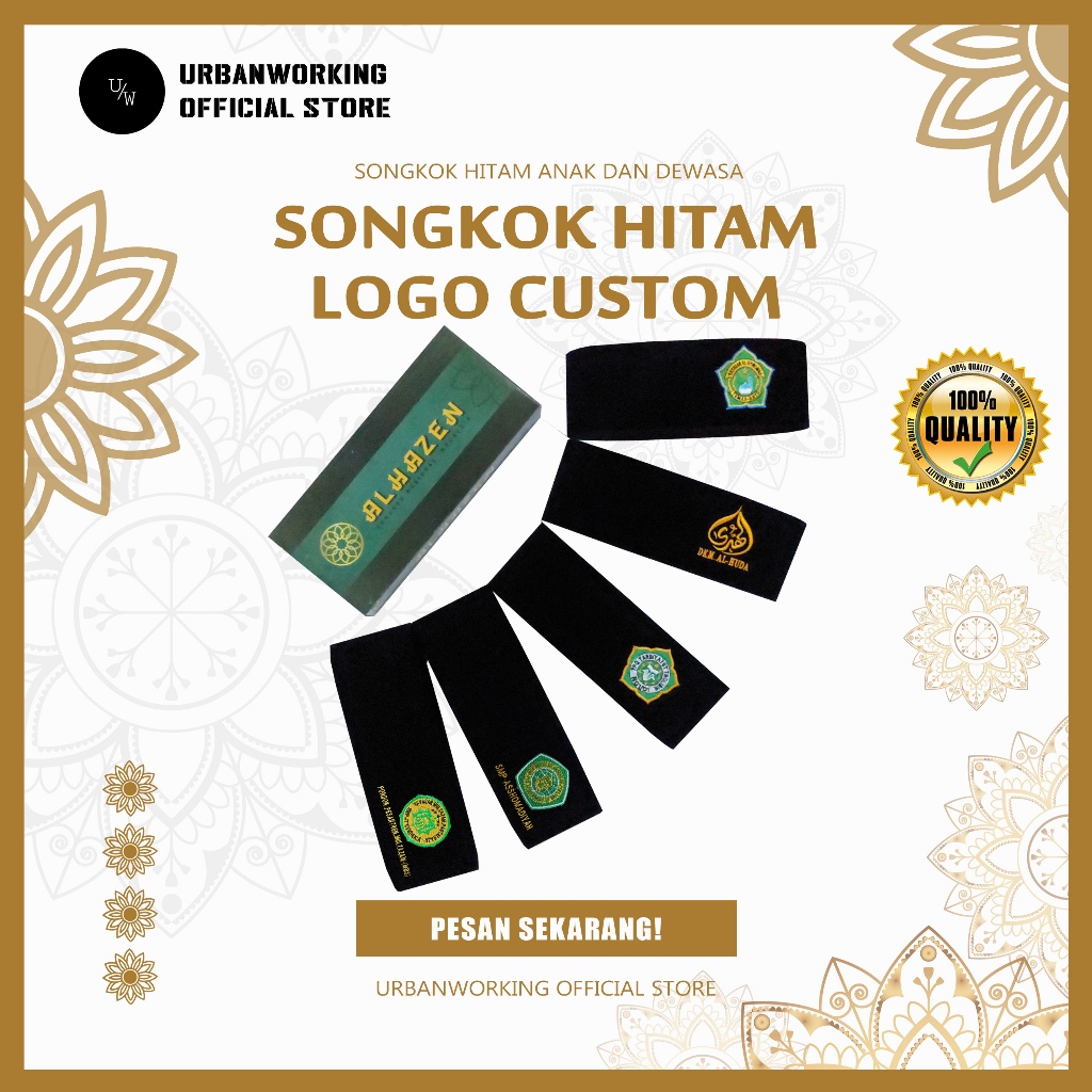 Jual PECI SONGKOK HITAM PREMIUM LOGO CUSTOM BORDIR UNTUK SEKOLAH ...