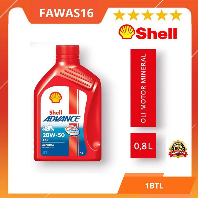 Jual oli Shell advance AX3 4T SAE 20W-50 800ml original | Shopee Indonesia