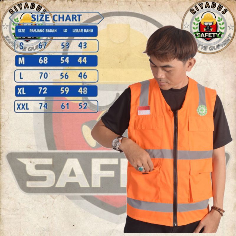 Jual rompi vest safety first/rompi k3/rompi lapangan/rompi proyek ...