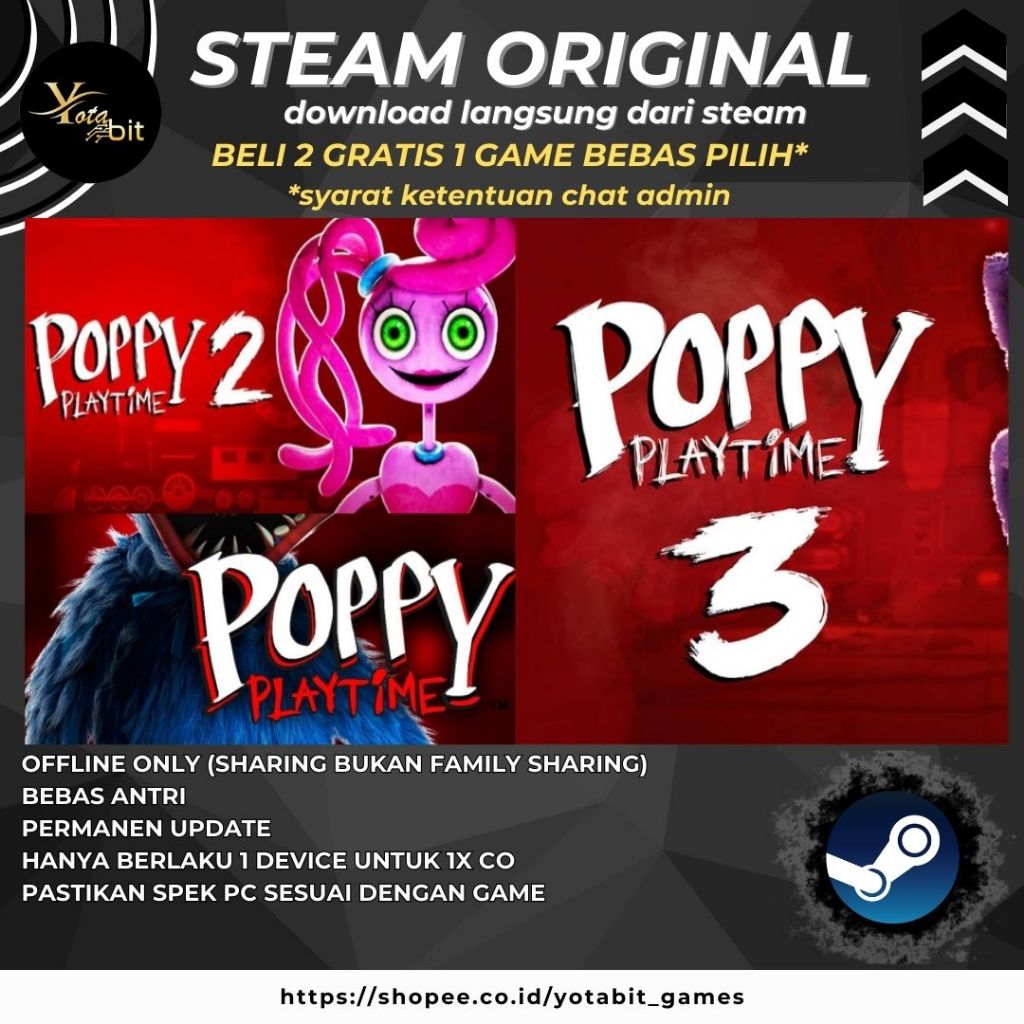 Jual Poppy Playtime Chapter 1 2 3 PC Sharing Original Offline | Shopee ...