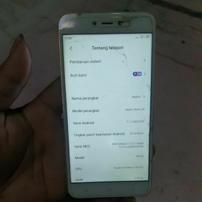 Jual redmi note 5a minus tc retak kaya di foto pisik kaya d foto tanpa ...